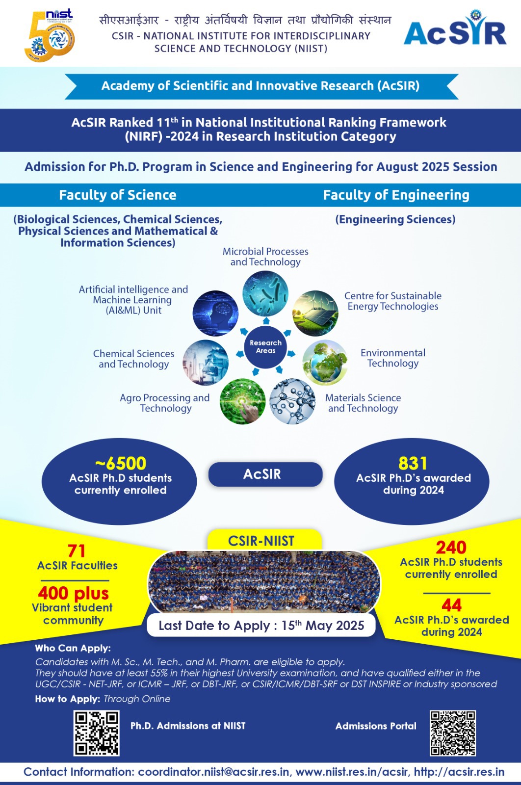 AcSIR | CSIR - National Institute For Interdisciplinary Science and Technology (NIIST)